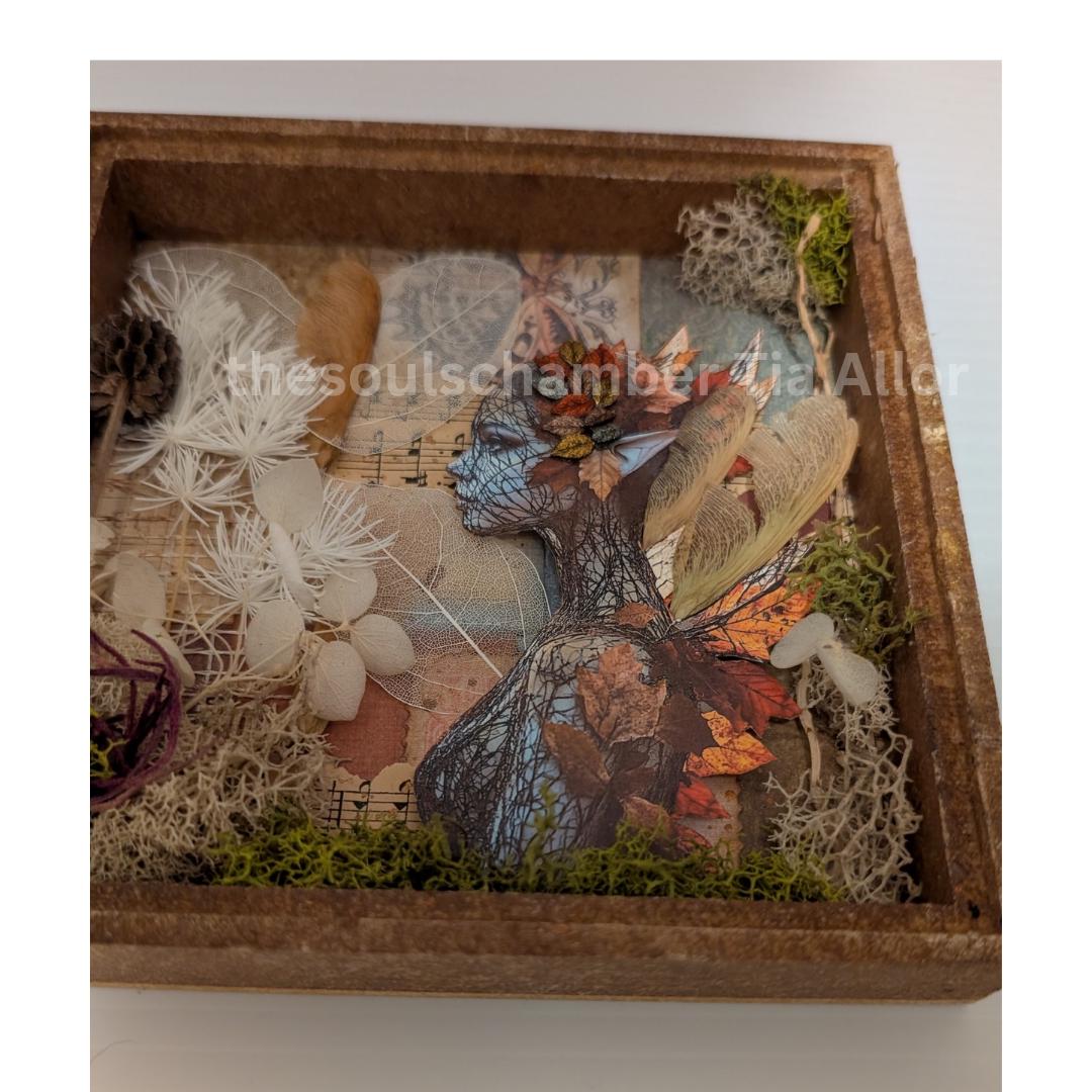 Autumn Metamorphosis Collage Art: Nature Assemblage, 5x5 Canvas One of ...