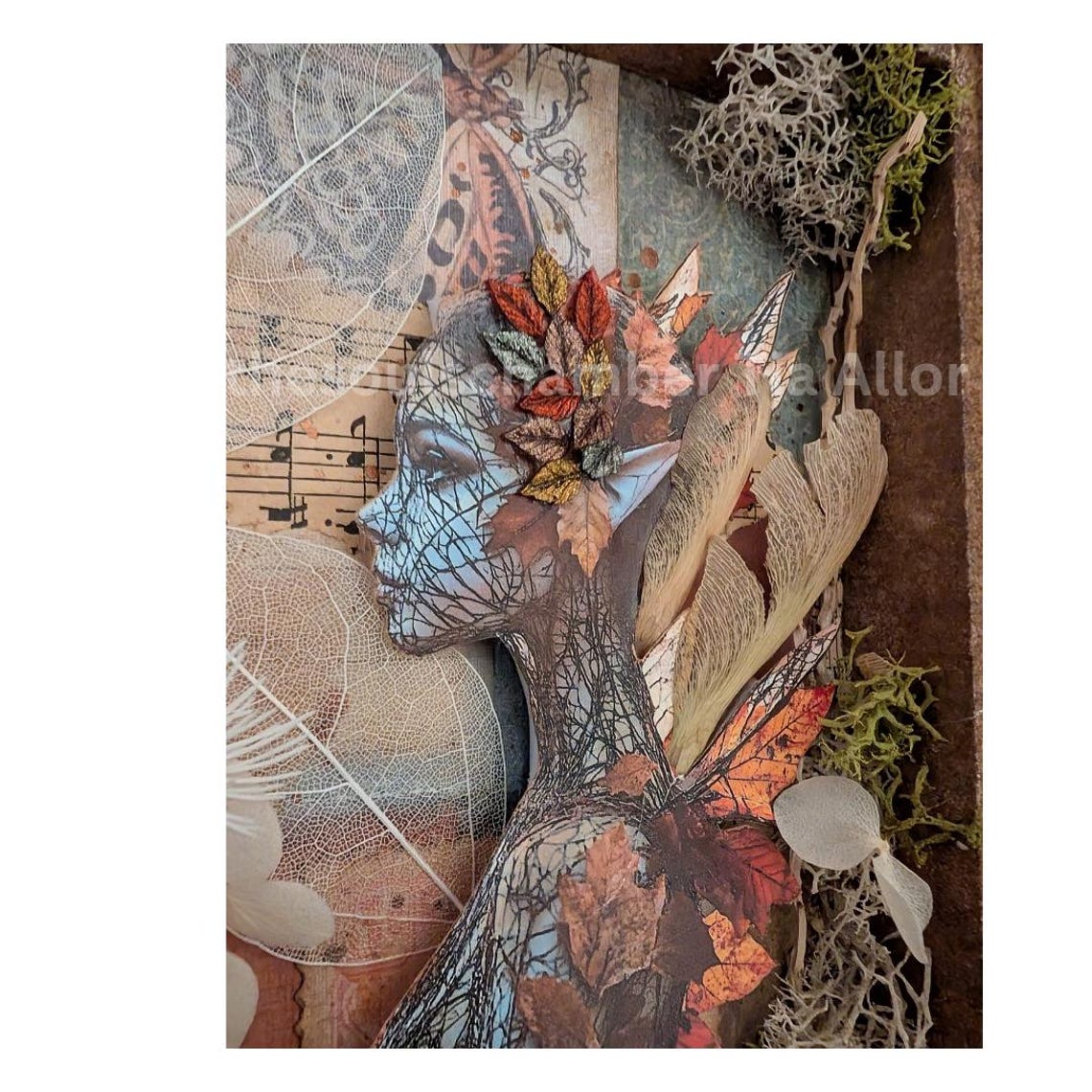 Autumn Metamorphosis Collage Art: Nature Assemblage, 5x5 Canvas One of ...