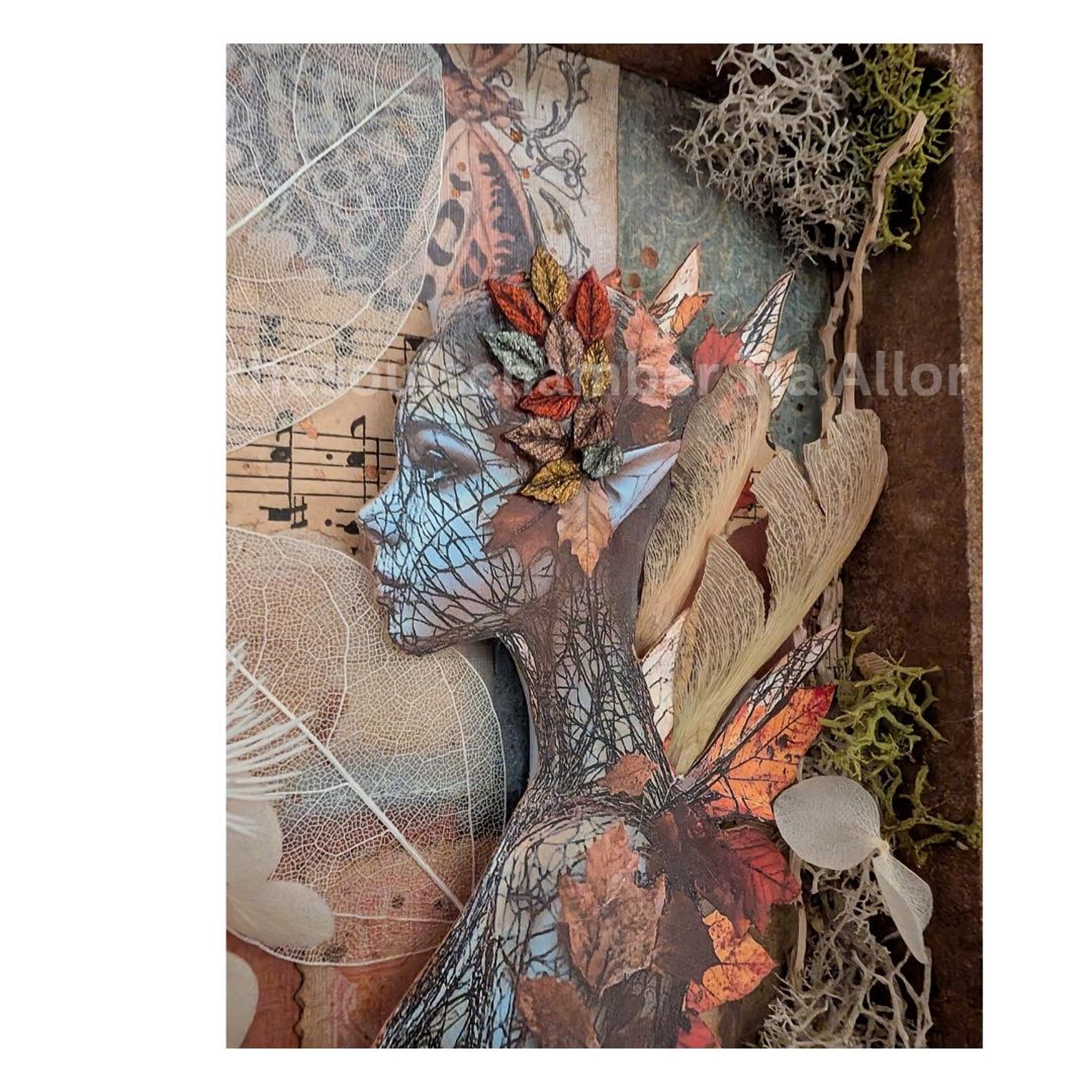 Autumn Metamorphosis Collage Art: Nature Assemblage, 5x5 Canvas One of ...