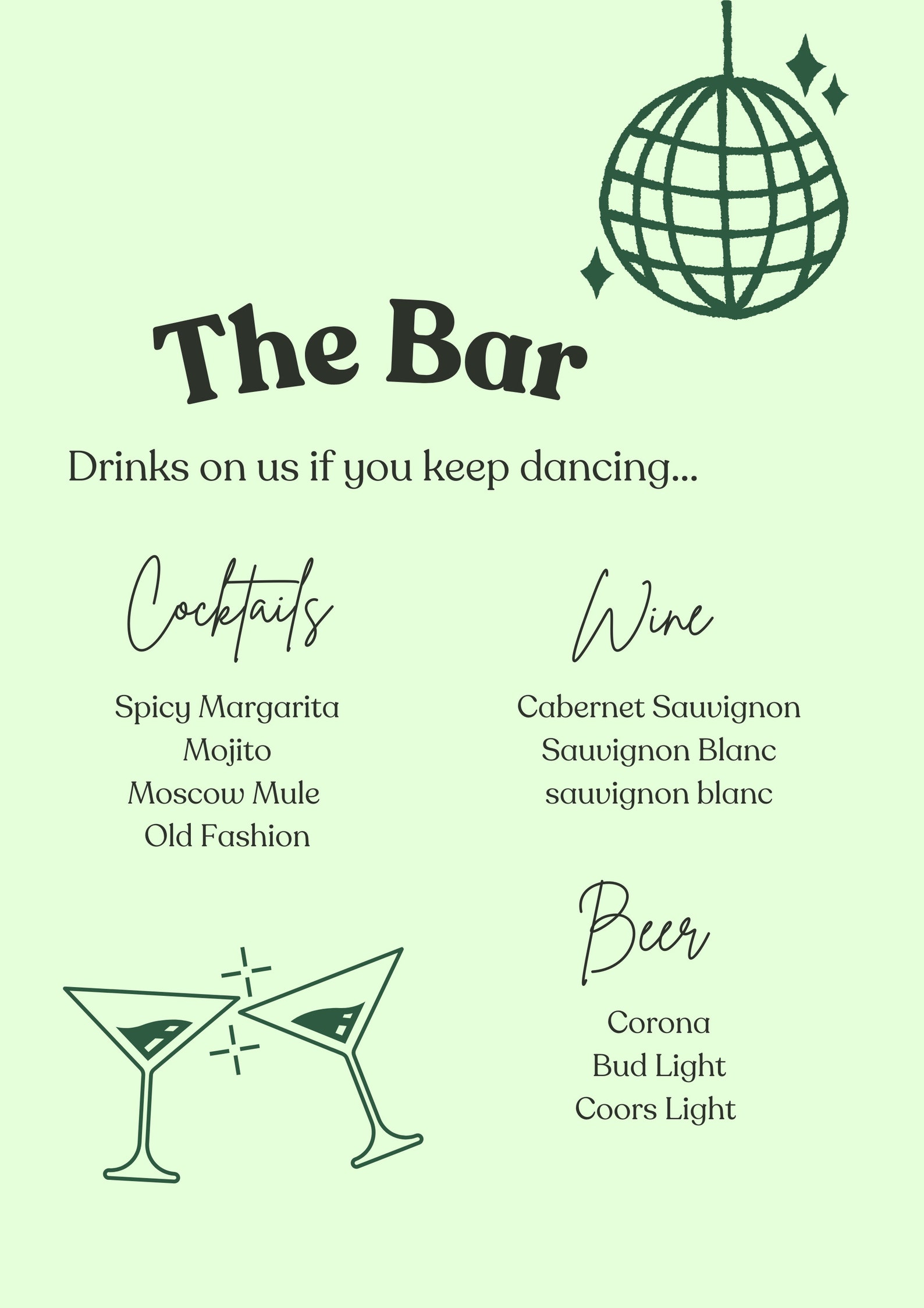 Drink Bar Menu Template - Etsy