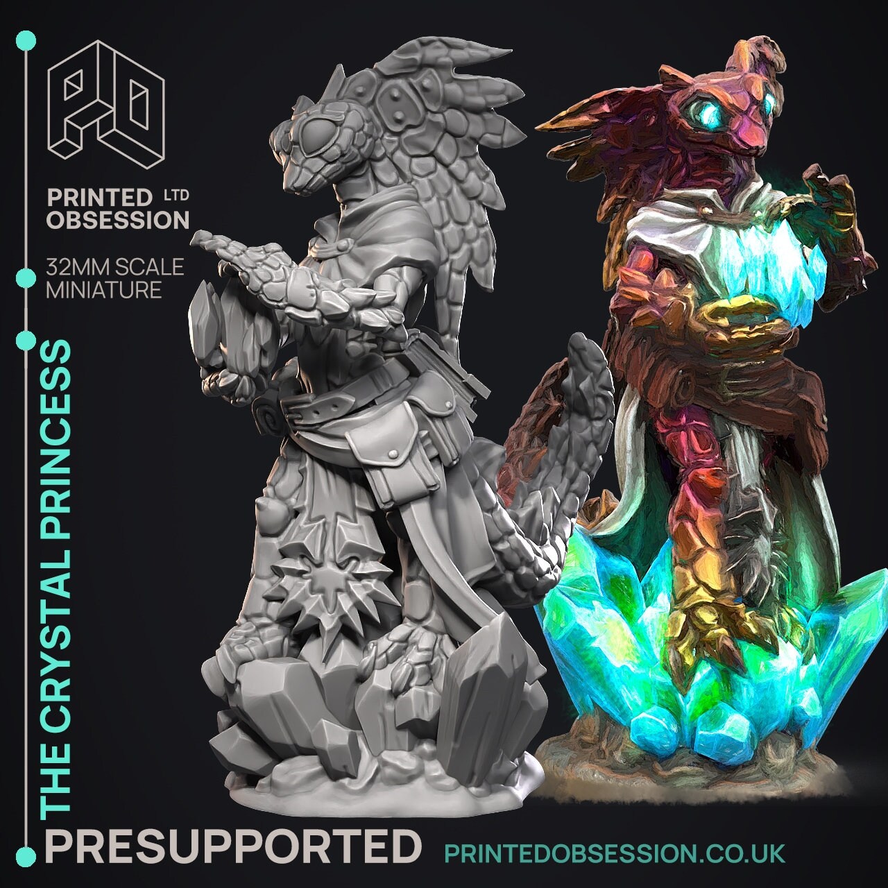 The Crystal Princess 8K 3D Printed Resin Miniature Fantasy RPG Tabletop ...