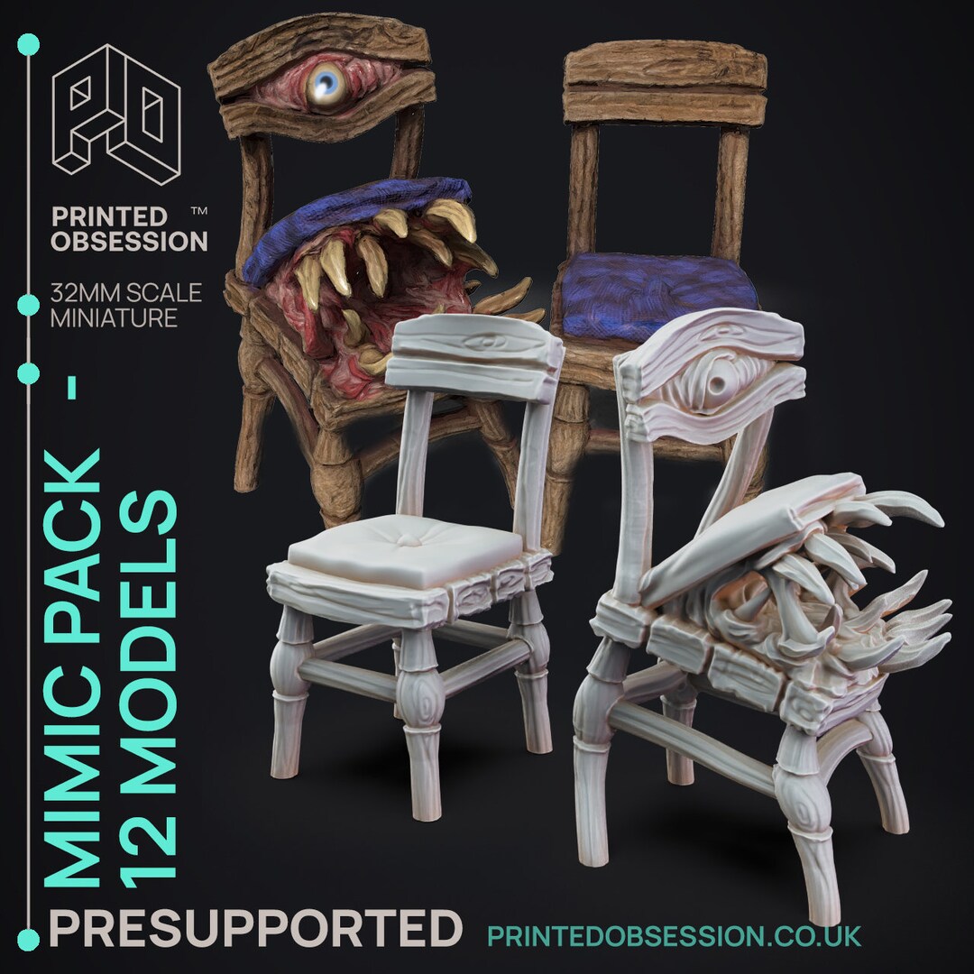 Chair Mimic Mimic Pack 8K 3D Printed Resin Miniature Fantasy RPG ...