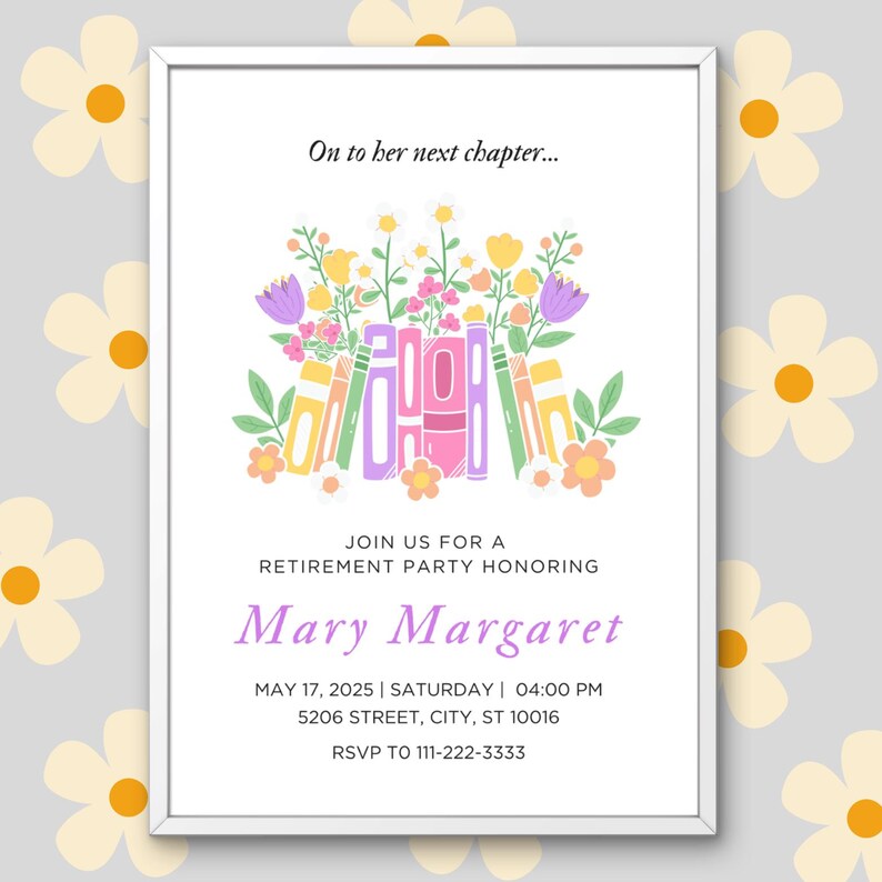 Editable Retirement Party Floral Invite - Etsy