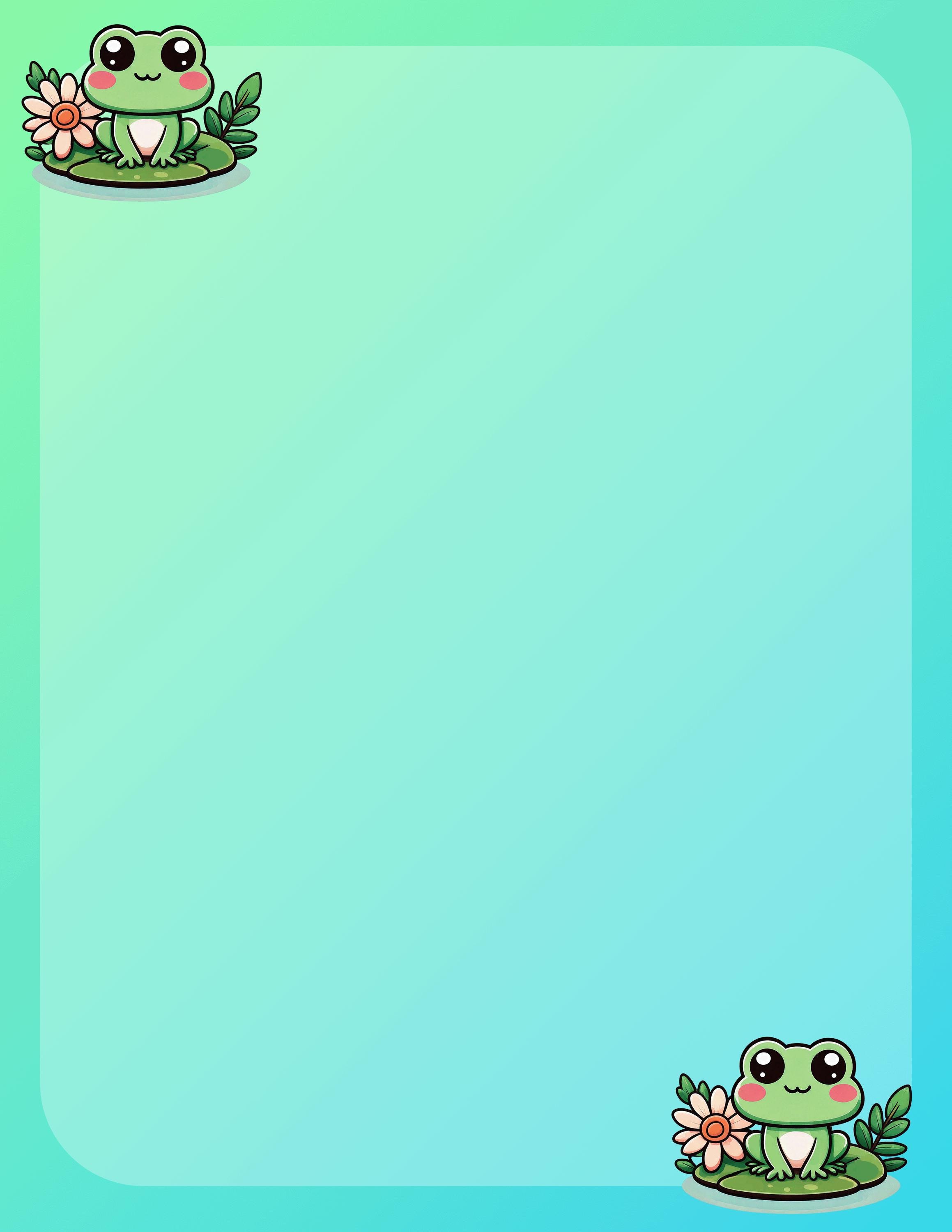 Kawaii Frog Stationery, DIGITAL FILE Print at Home A4 and Letter Sized ...