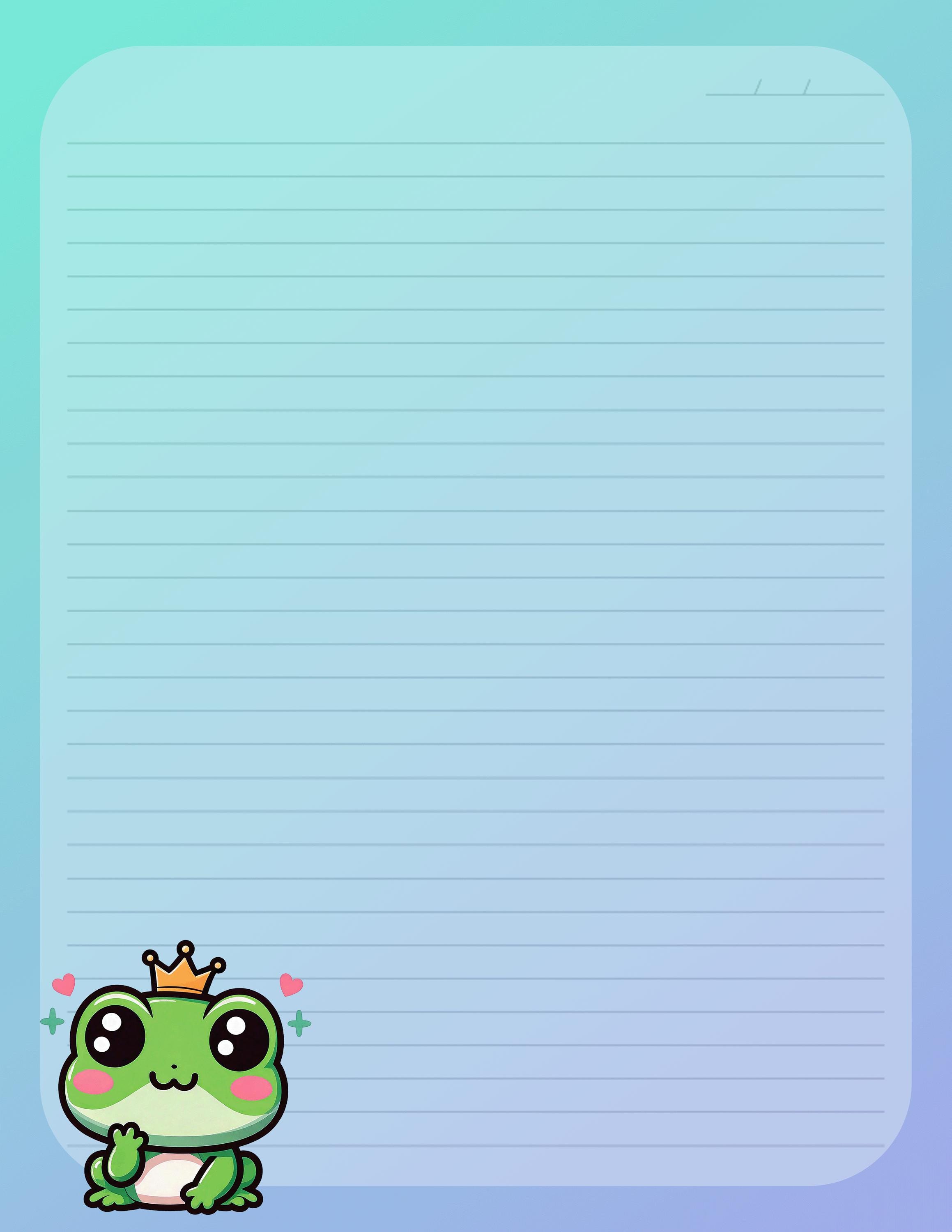 Kawaii Frog Stationery, DIGITAL FILE Print at Home A4 and Letter Sized ...