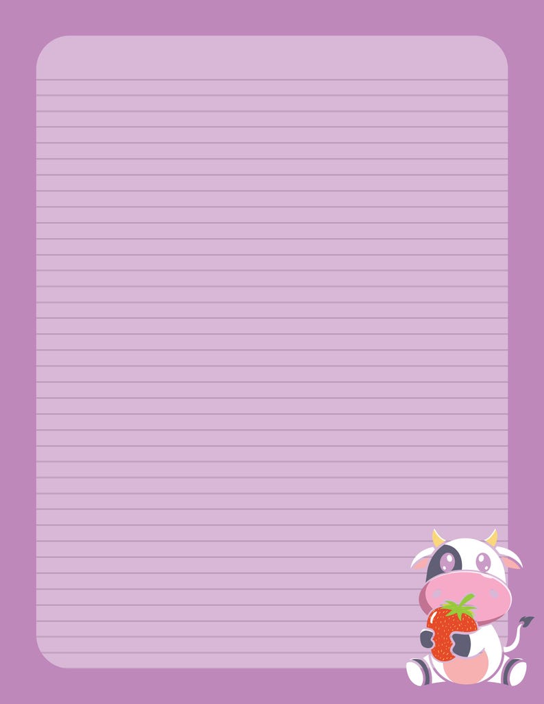 Strawberry Kawaii Printable Stationery Set, 3 Sizes Cute Pink ...