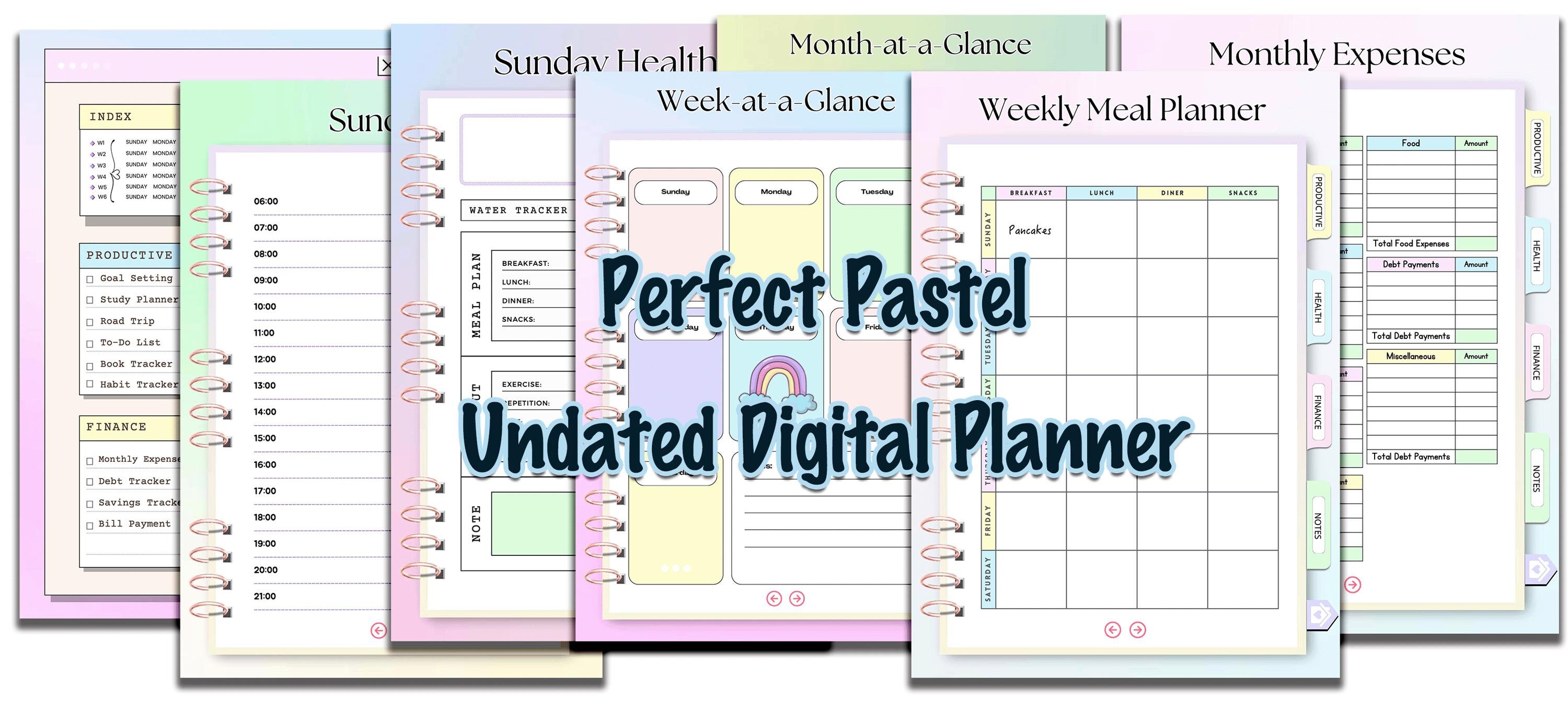 Pastel Digital Planner, Minimalist Digital Planner, Undated Planner PDF ...
