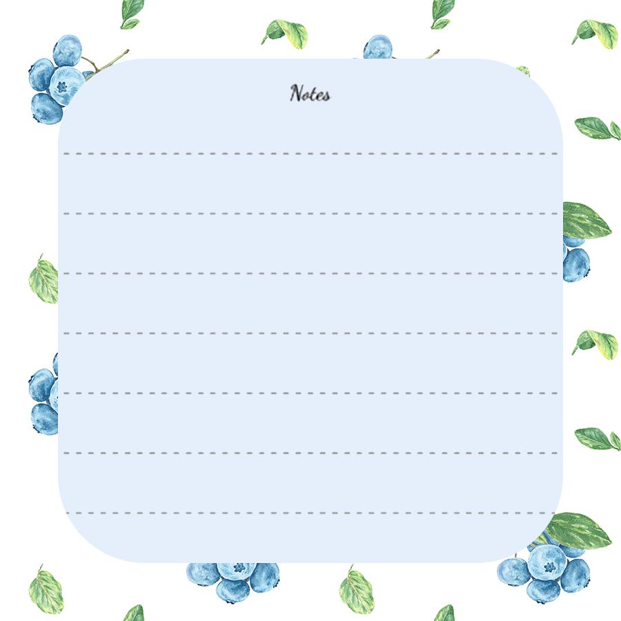 Blue Cottagecore Printable Post-it Notes, Blueberry Cottage Memo Pads ...