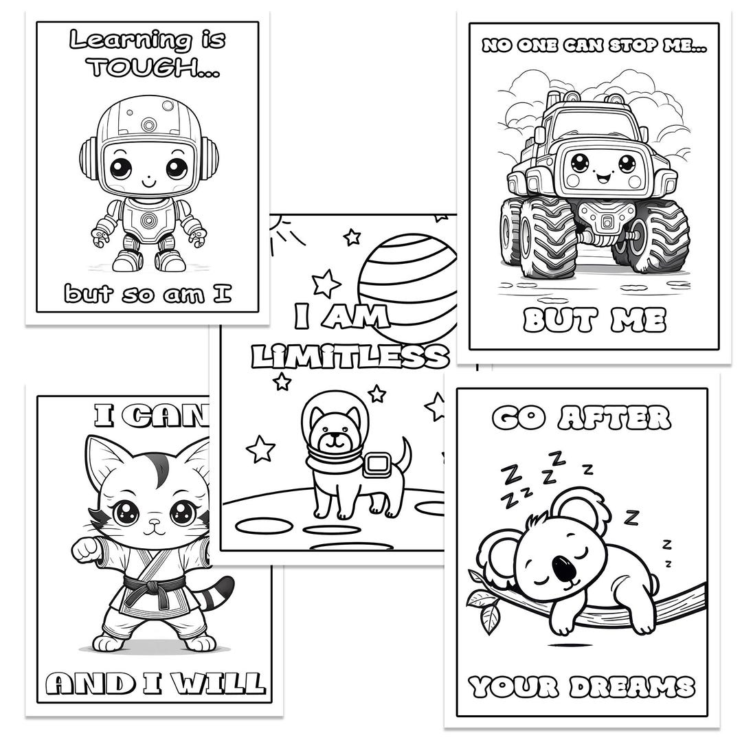 10 Growth Mindset Coloring Pages for Kids, Cute Kawaii Inspirational ...