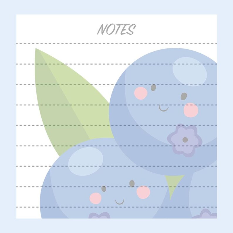 Blue Kawaii Printable Post-it Notes, Cute Blue Printable Kawaii ...