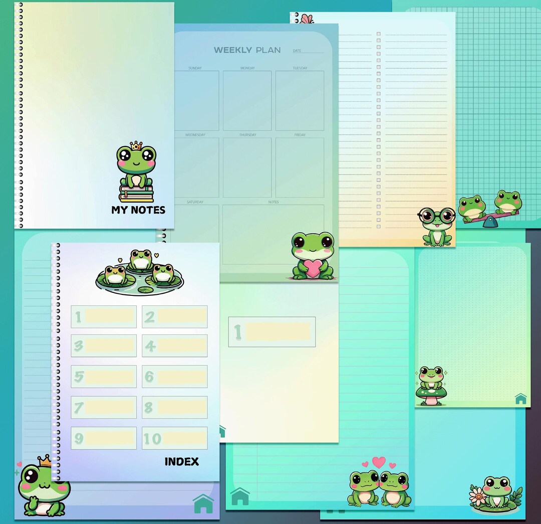Kawaii Frog Digital Notebook, Goodnotes Notebook, Digital Planner ...