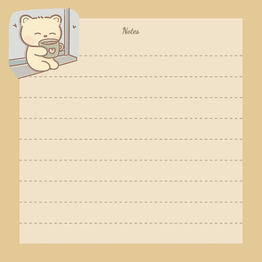 Printable Kawaii Yellow Bear Post-it Notes, Kawaii Sticky Notes for ...