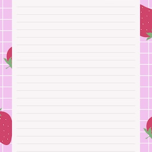 Strawberry Kawaii Printable Stationery Set, 3 Sizes Cute Pink ...