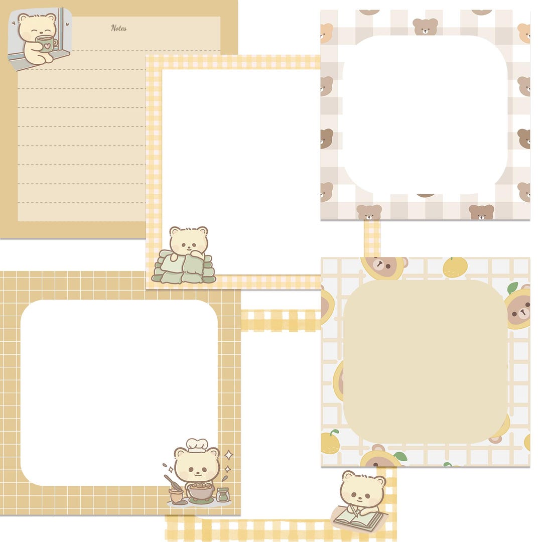 Printable Kawaii Yellow Bear Post-it Notes, Kawaii Sticky Notes for ...