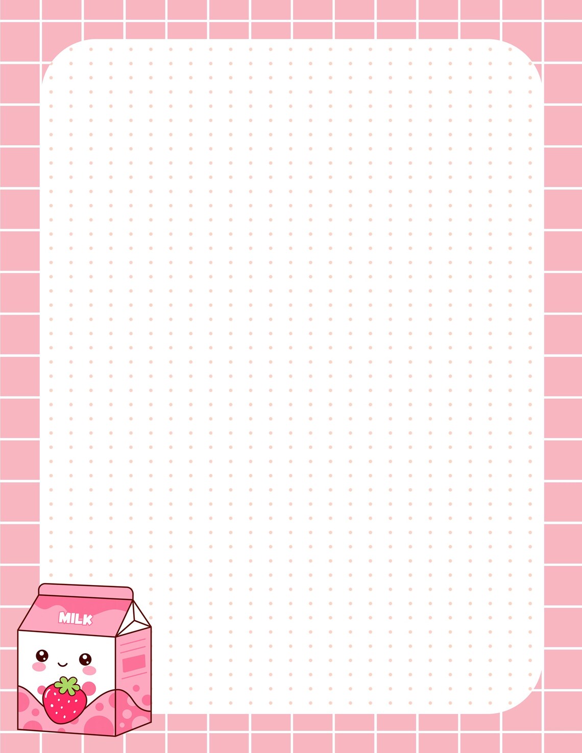 Strawberry Kawaii Printable Stationery Set, 3 Sizes Cute Pink ...