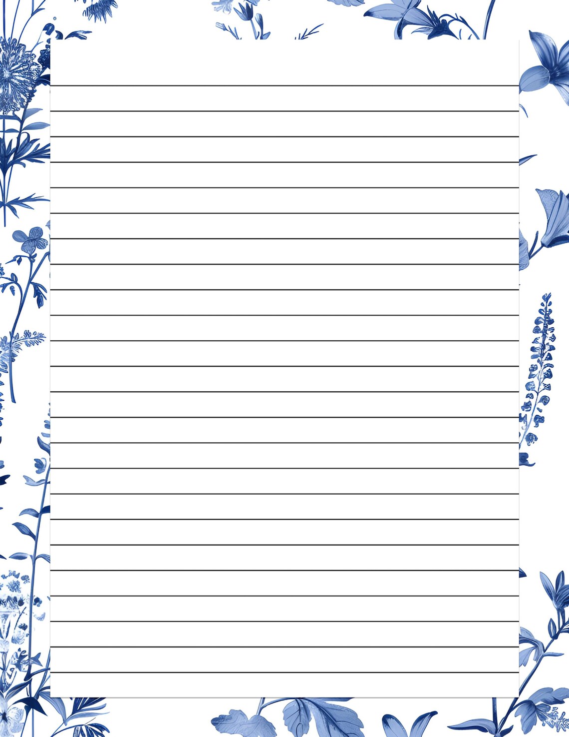 Blue Cottagecore Printable Stationery, Blueberry Notepad Sheets, Pretty ...