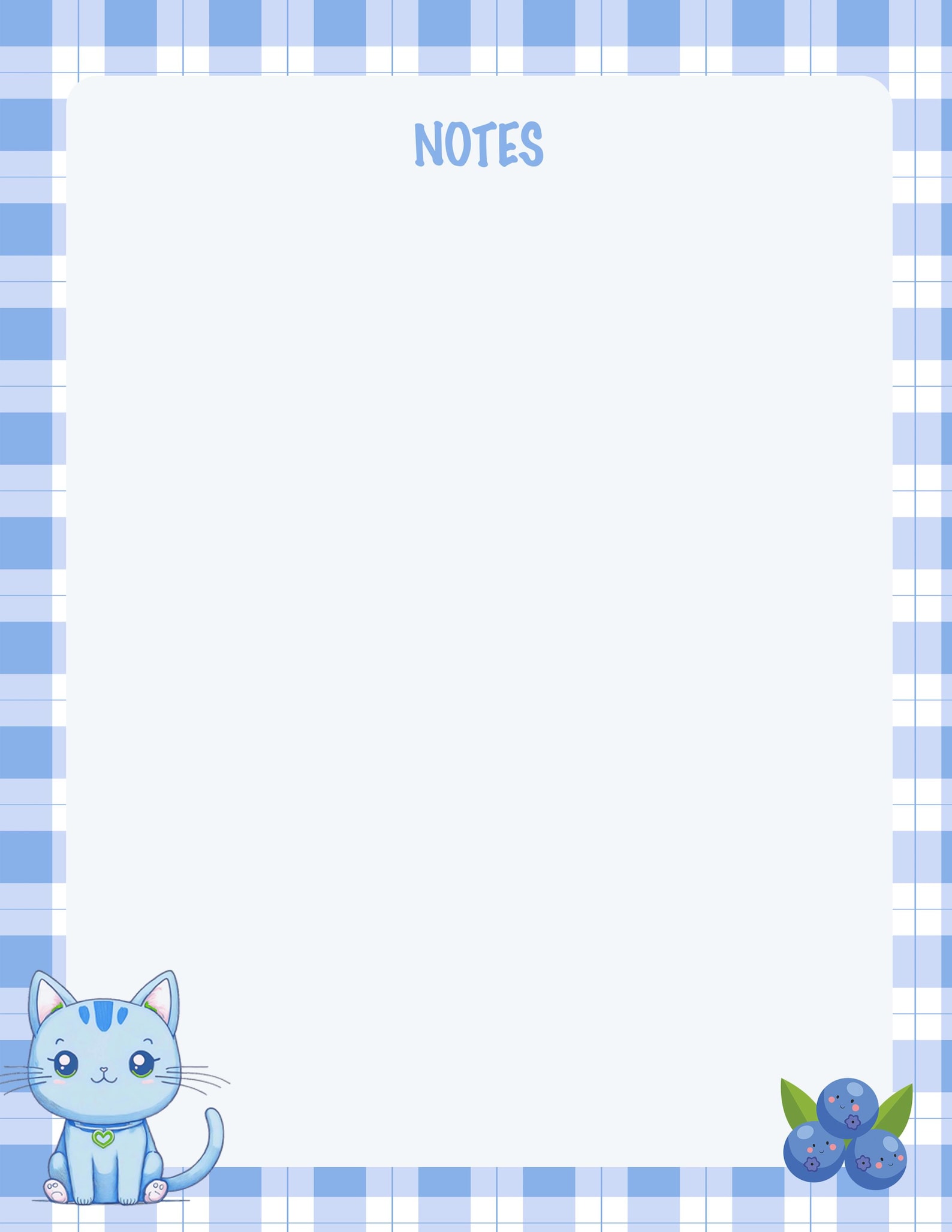 Printable Kawaii Blueberry Stationery, Digital Download Stationery in 4 ...