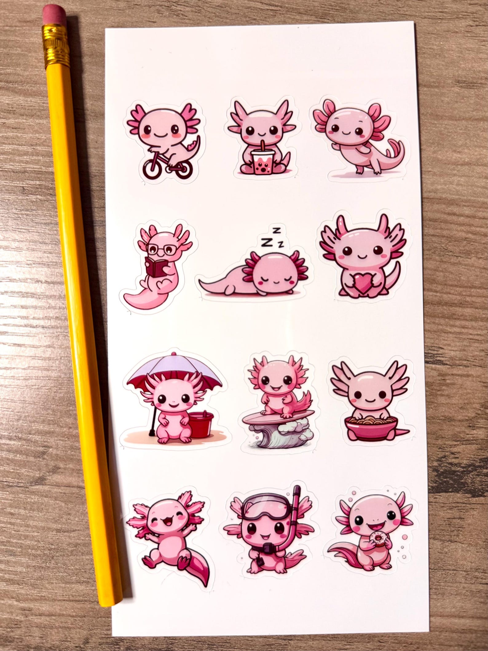 Kawaii Axolotl Sticker Sheet, Cute Axolotl Waterproof Stickers - Etsy
