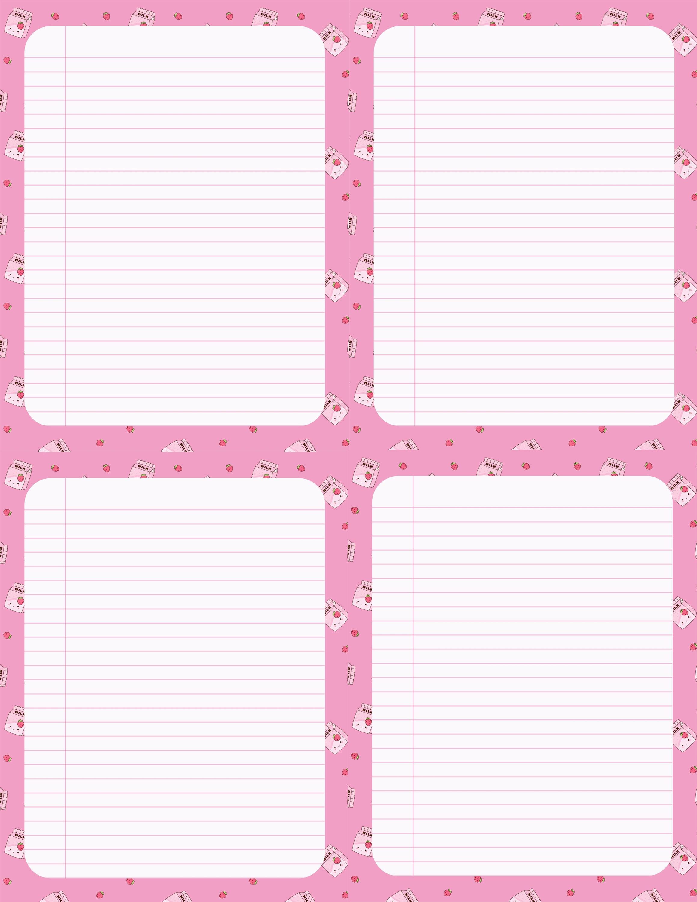 Pink Yellow and Blue Kawaii Printable Notepad Stationery, Adorable ...
