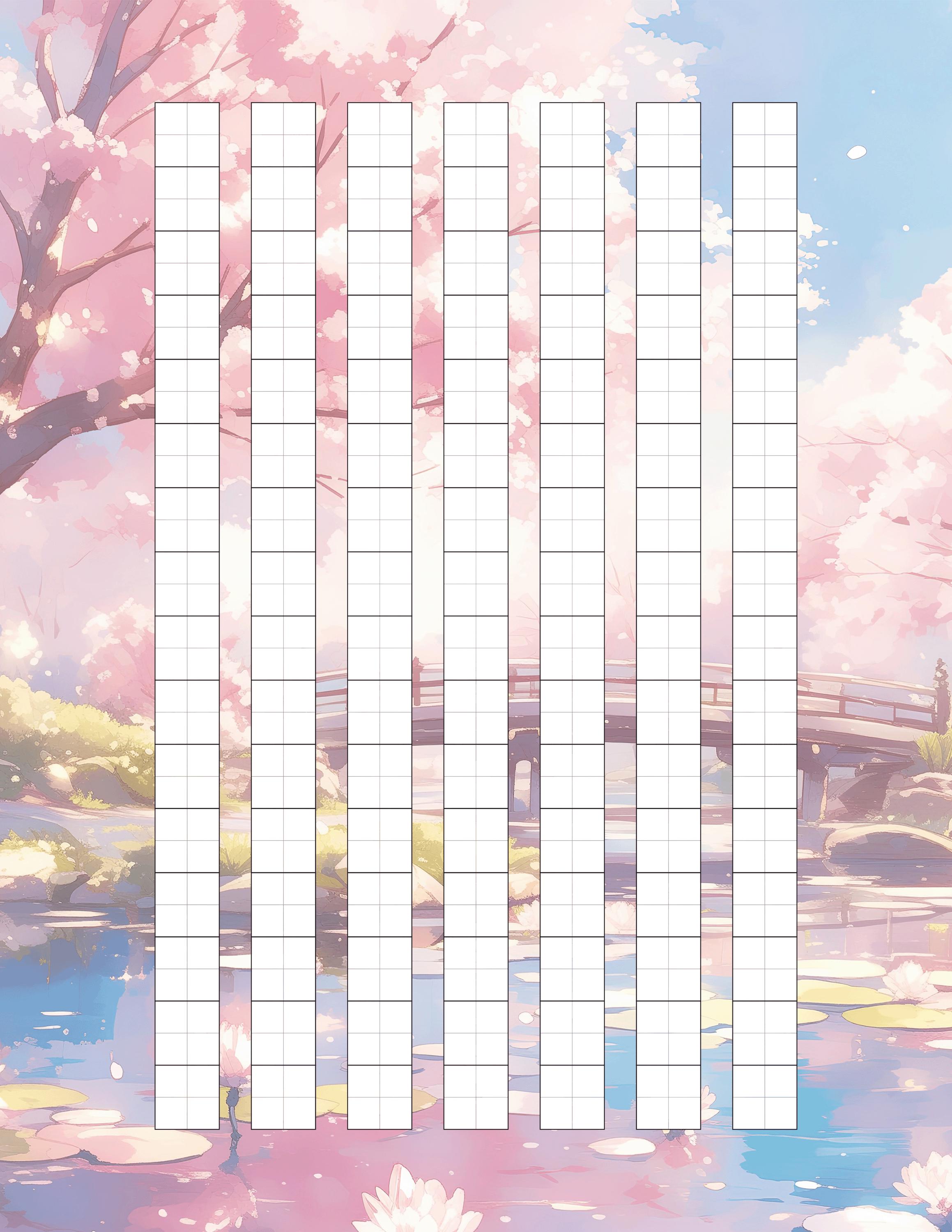 Sakura Japanese Kanji Practice Sheets, Beautiful Japanese Watercolor ...