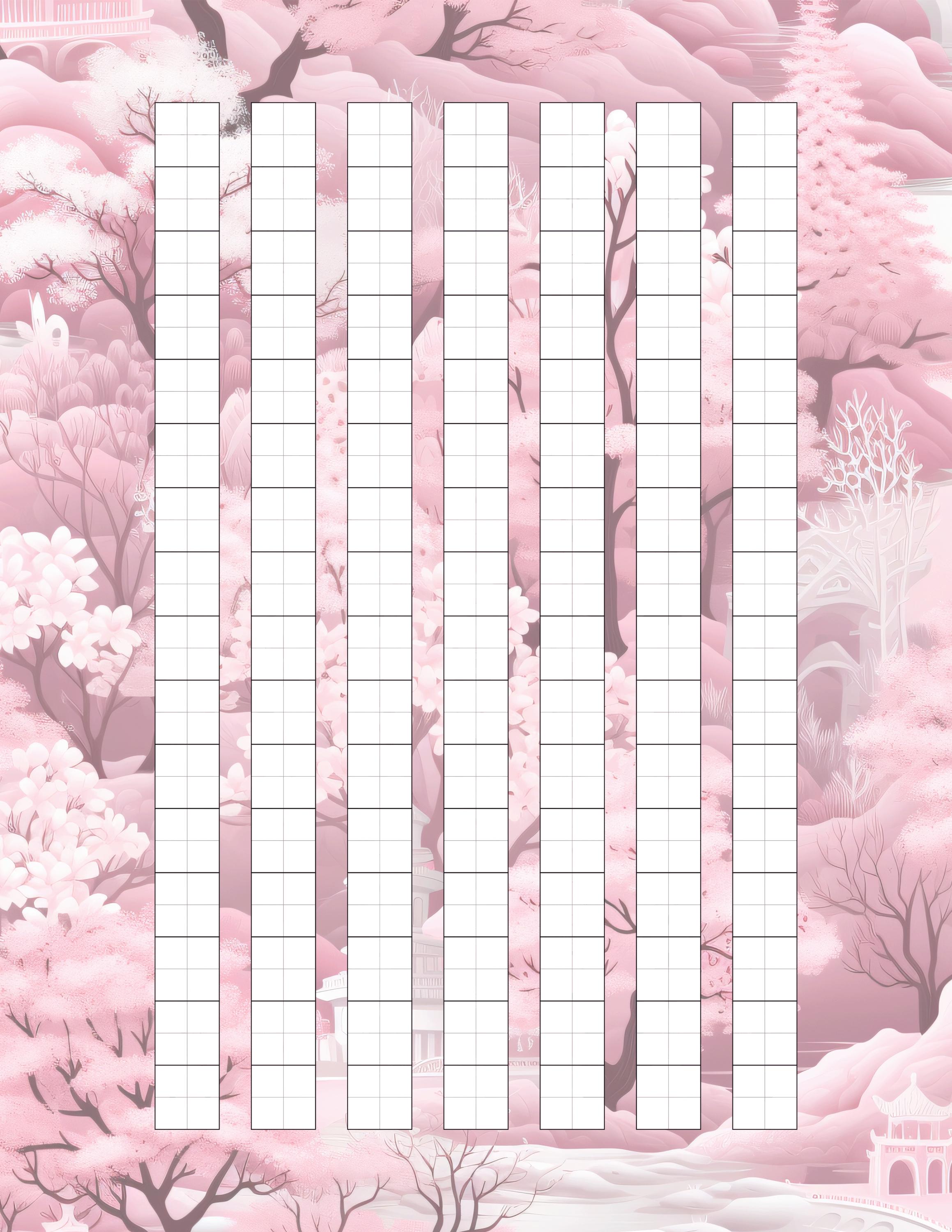 Sakura Japanese Kanji Practice Sheets, Beautiful Japanese Watercolor ...