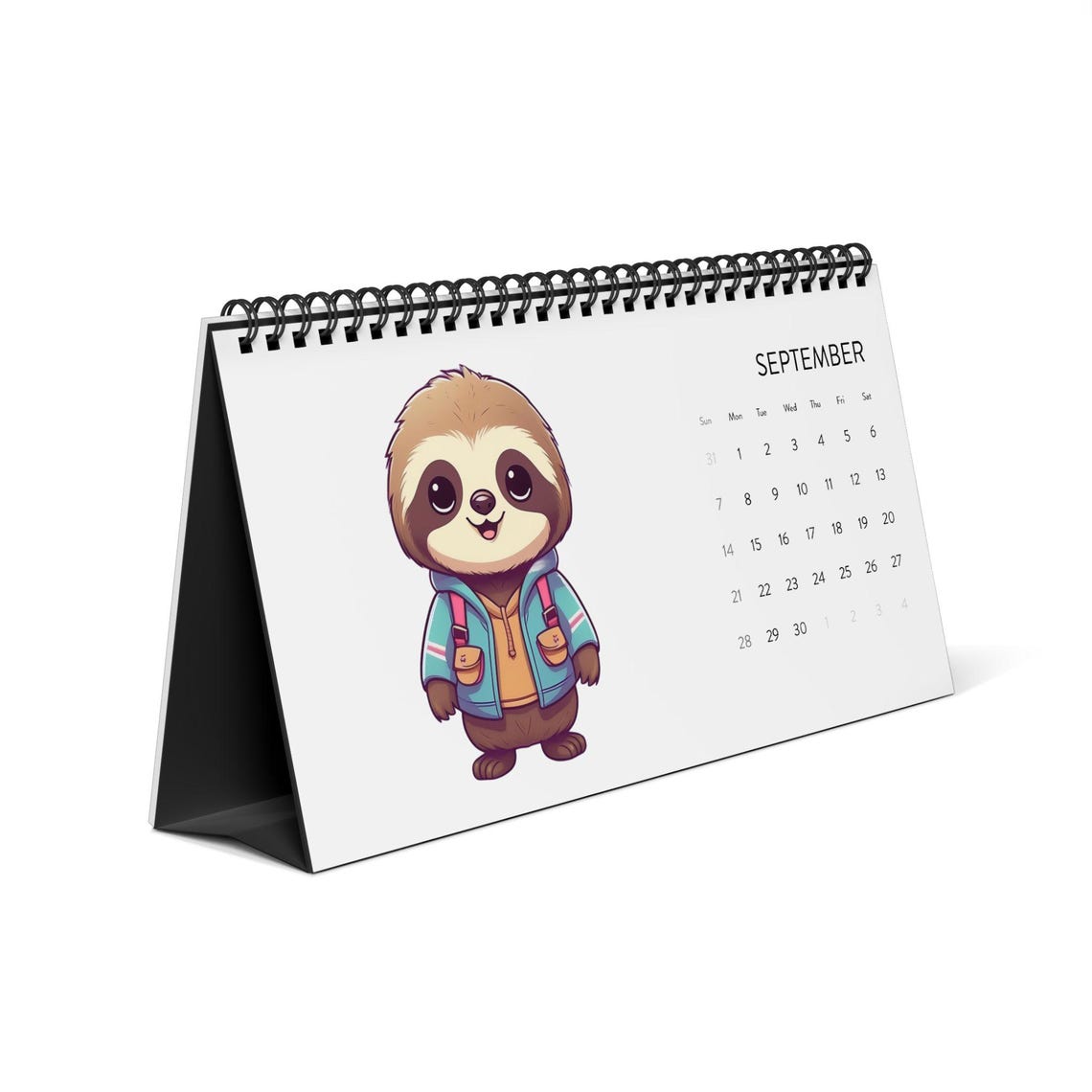 Kawaii Sloth 2025 Desktop Calendar, Cute Sloth Calendar 2025, Sloth ...