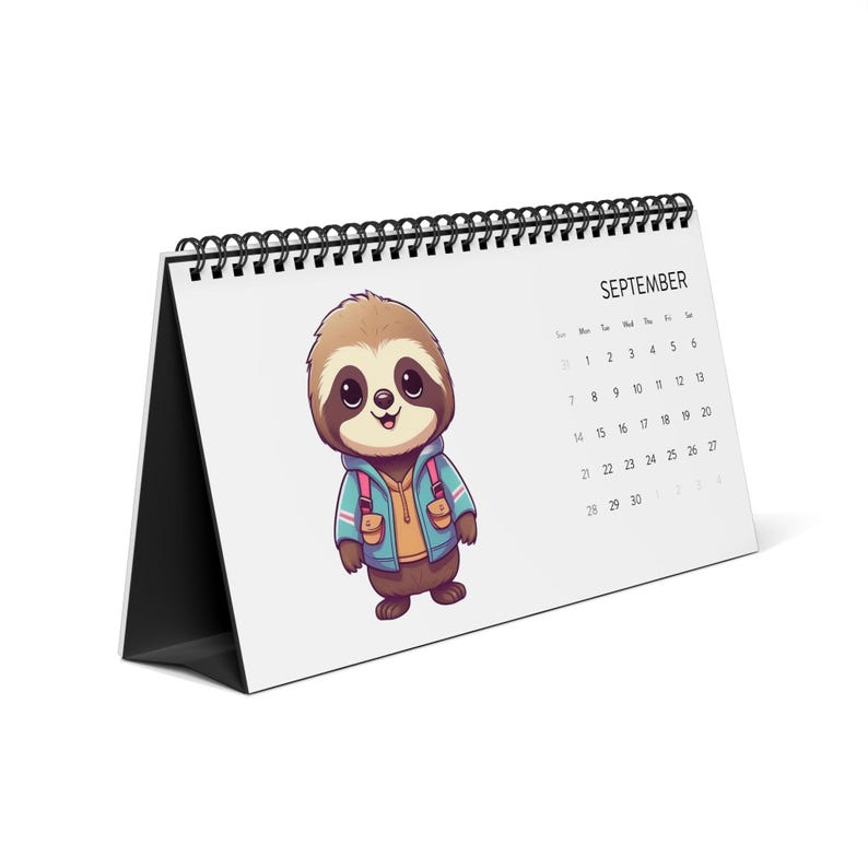 Kawaii Sloth 2025 Desktop Calendar, Cute Sloth Calendar 2025, Sloth ...