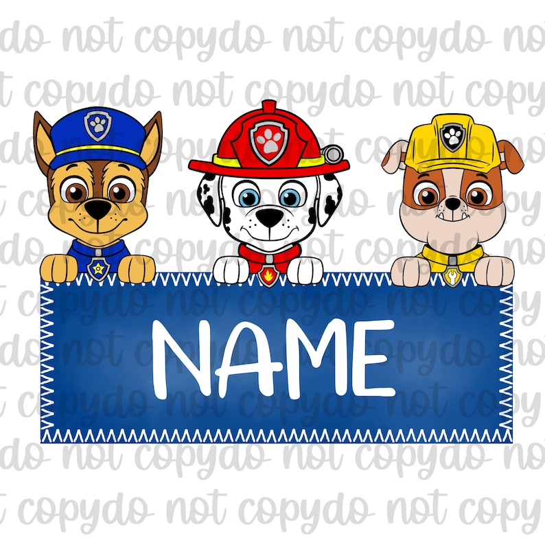 Dog Patrol Name Plate Png - Etsy