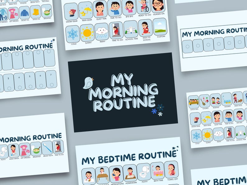 Morning Routine VISUAL SCHEDULE Customizable Template Instant Download ...