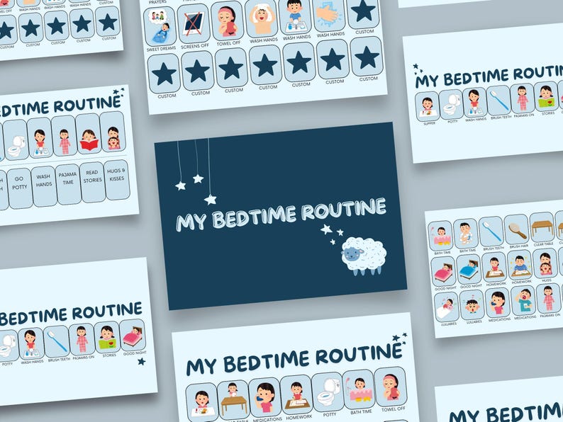 Bedtime Routine VISUAL SCHEDULE Customizable Template Instant Download ...