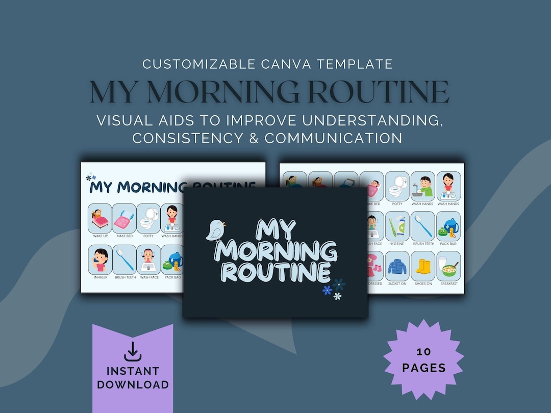 Morning Routine VISUAL SCHEDULE Customizable Template Instant Download ...