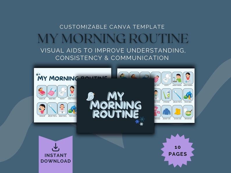 Morning Routine VISUAL SCHEDULE Customizable Template Instant Download ...
