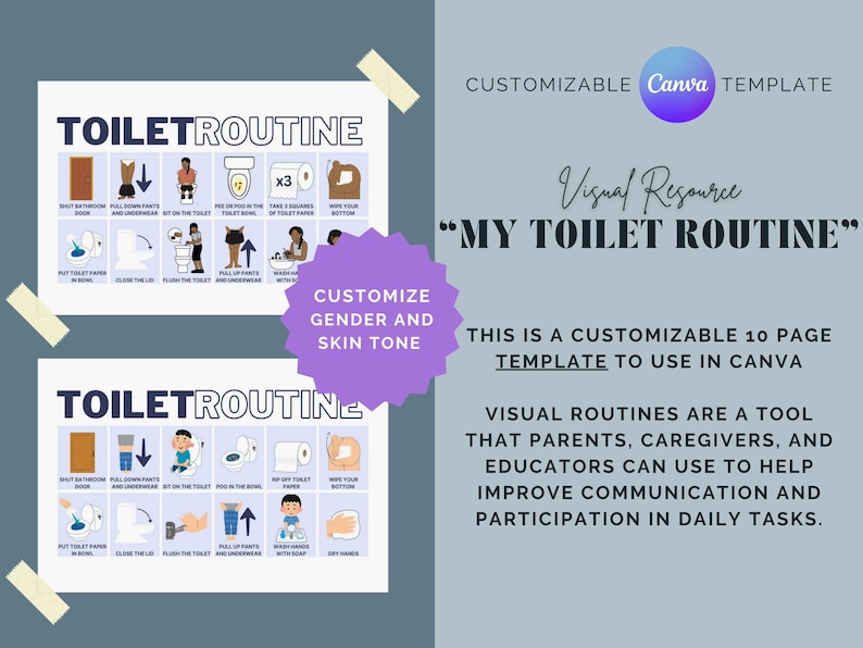 Toilet Routine Visual Aid/schedule Learning Resource Custom Template ...