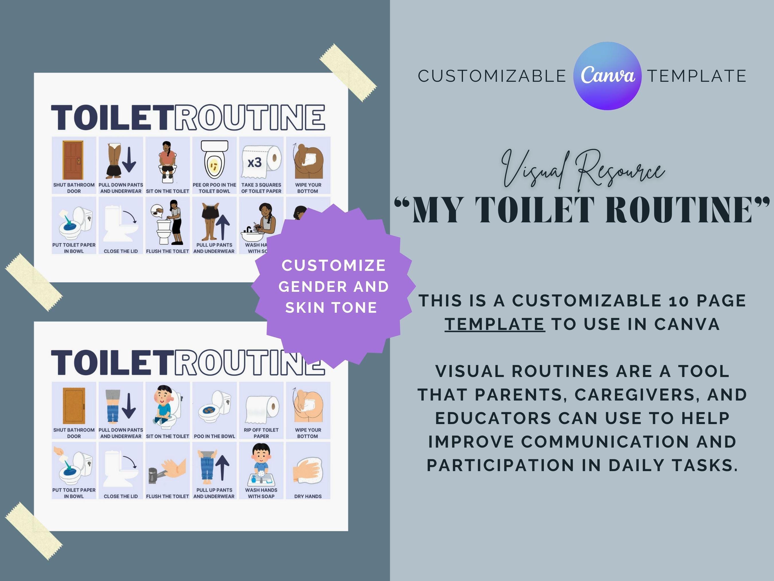 Toilet Routine Visual Aid/schedule Learning Resource Custom Template ...