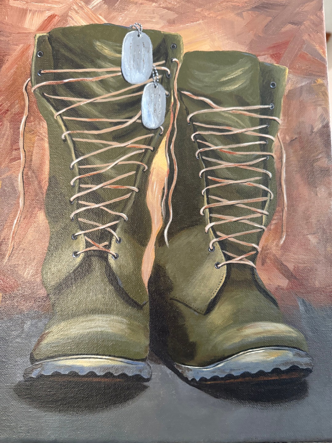 Military Boots Commissioned Painting With Personalization - Etsy