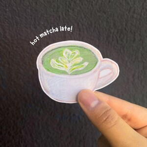 Strawberry Matcha Sticker Pack of 4 | Matcha Latte Sticker Set ...