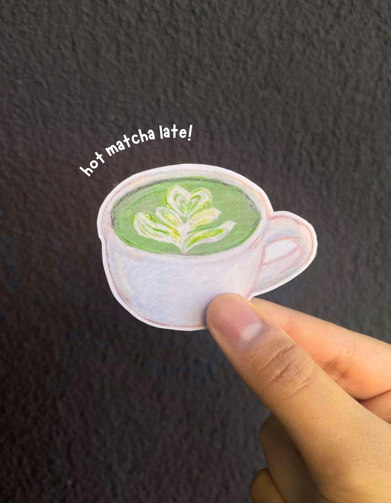 Strawberry Matcha Sticker Pack of 4 | Matcha Latte Sticker Set ...