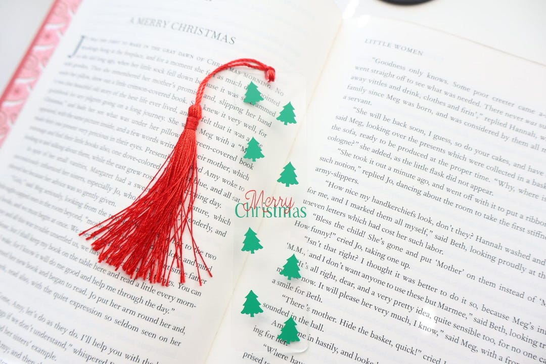 Merry Christmas Tree Acrylic Bookmark With Tassel | Christmas Bookmark ...