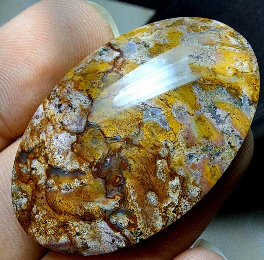 Scenic Moss Agate With Jasper in Chalcedony Cabochon Beautiful for ...