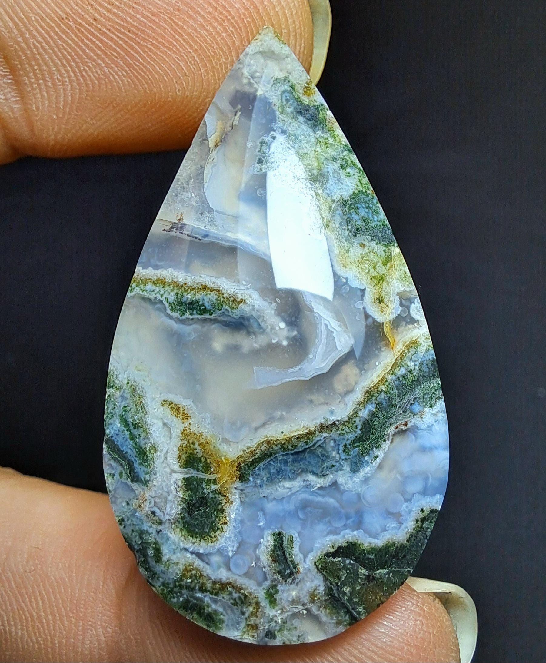 Scenic Moss Agate in Chalcedony Cabochon Landscape Agate Beautiful for ...