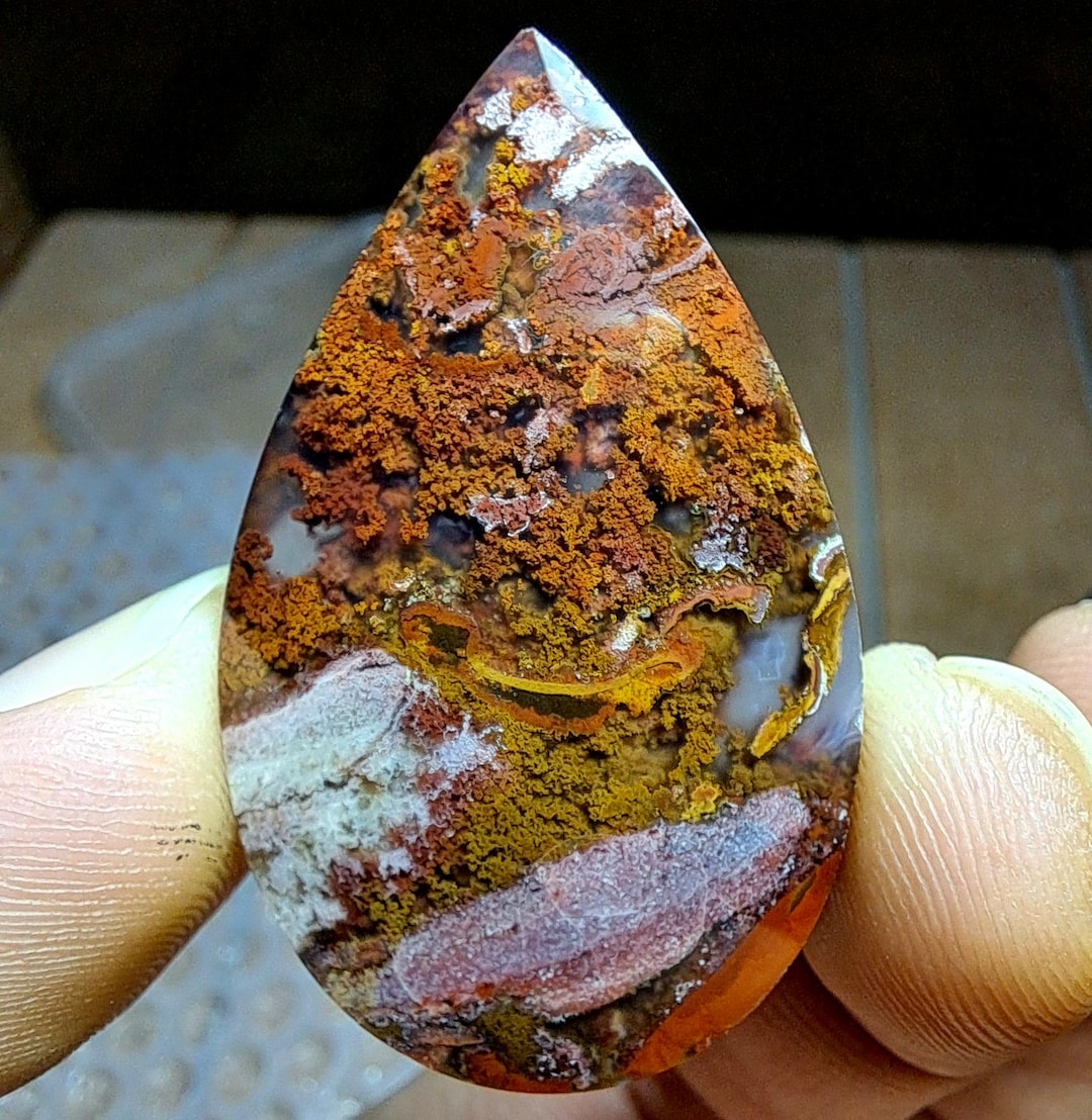 Scenic Moss Agate Jasper in Chalcedony Cabochon Beautiful for Pendant ...
