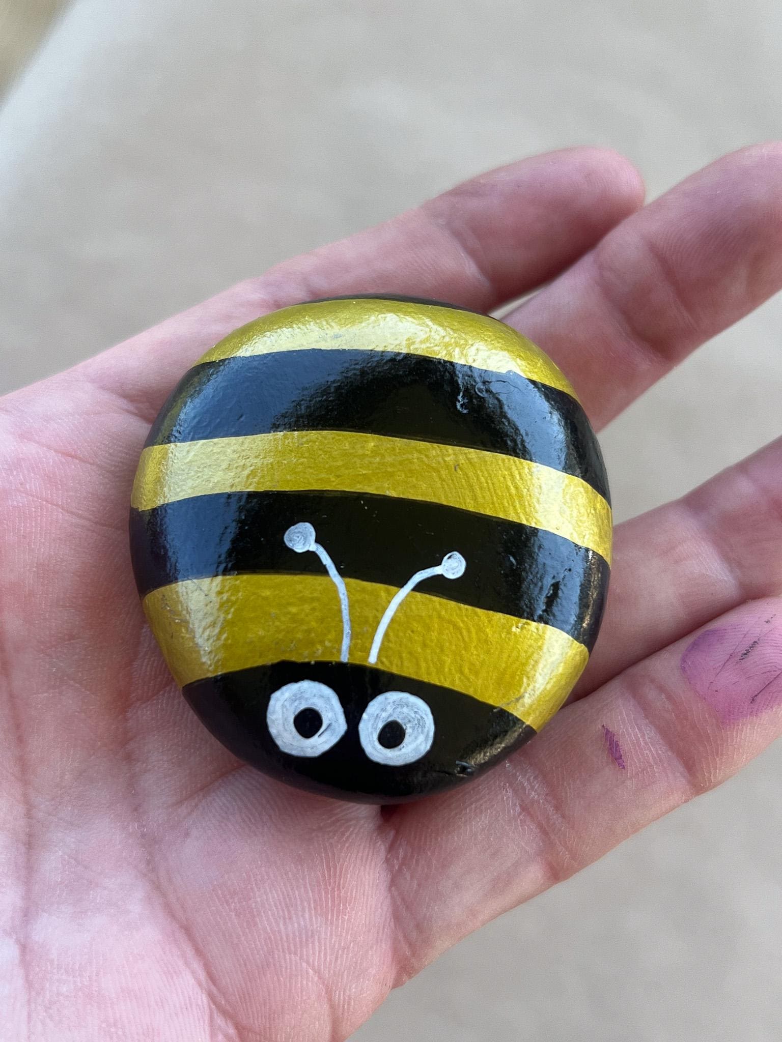 Painted Bee Rock - Etsy