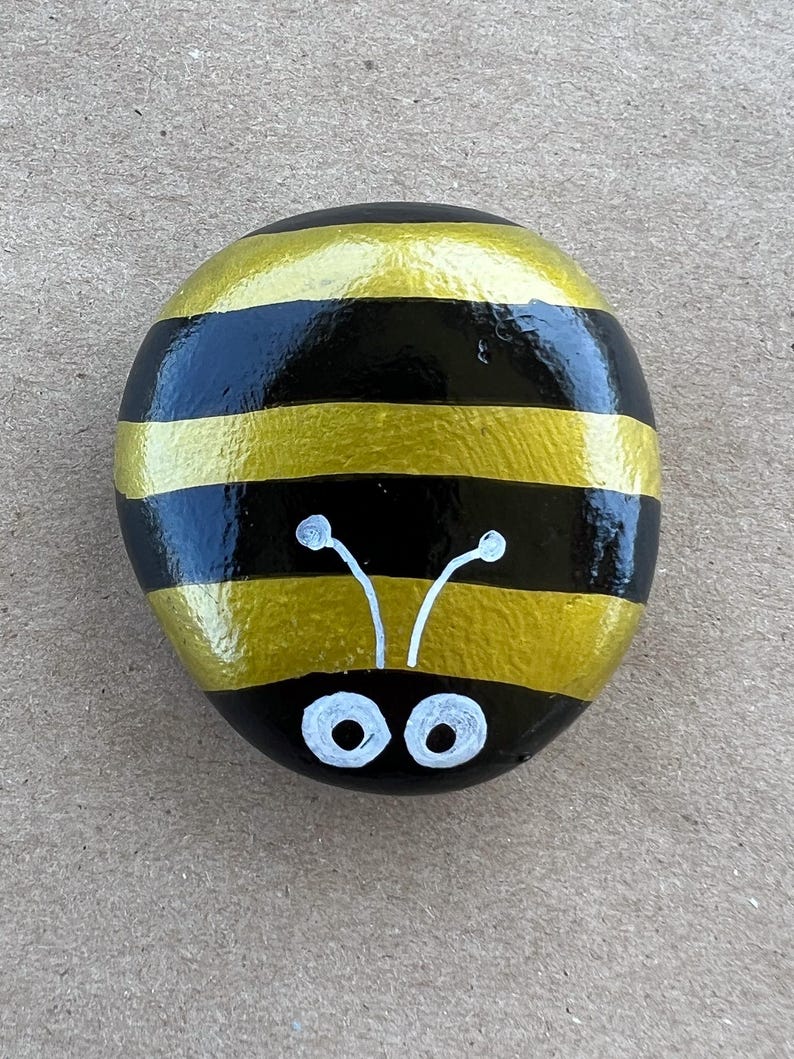 Painted Bee Rock - Etsy