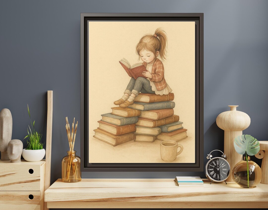Little Bookworm Art Print: Cozy Reading Nook Decor - Etsy