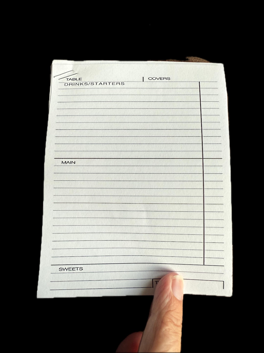 Printable Waiter Order Form | Digital Server Order Pad Template ...