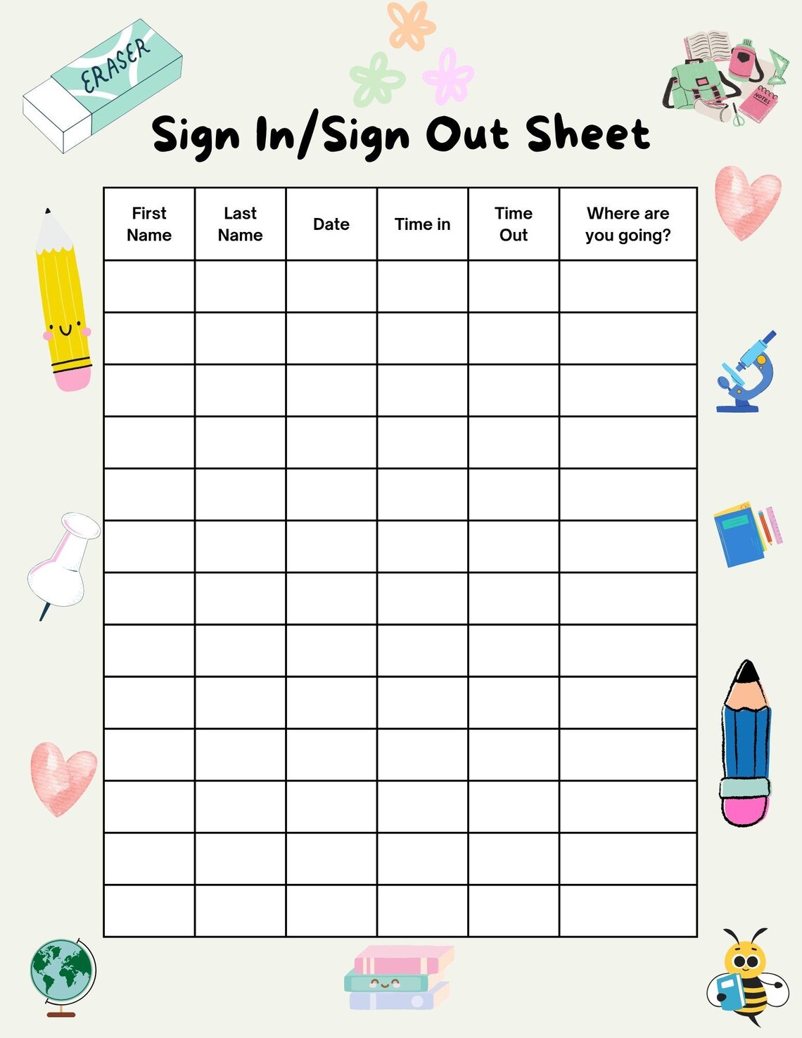 Seasonal Student Sign-out Sheet | 10 Designs | Classroom Management ...