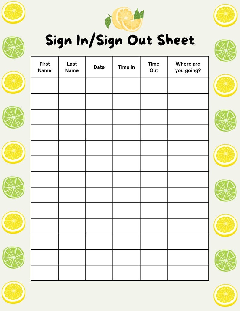 Seasonal Student Sign-out Sheet | 10 Designs | Classroom Management ...