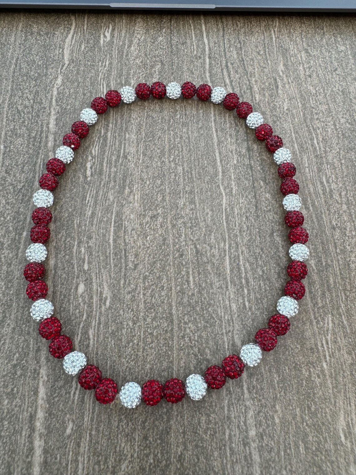 Maroon and White - Custom Sparkle Beaded Rhinestone Necklace MLB ...