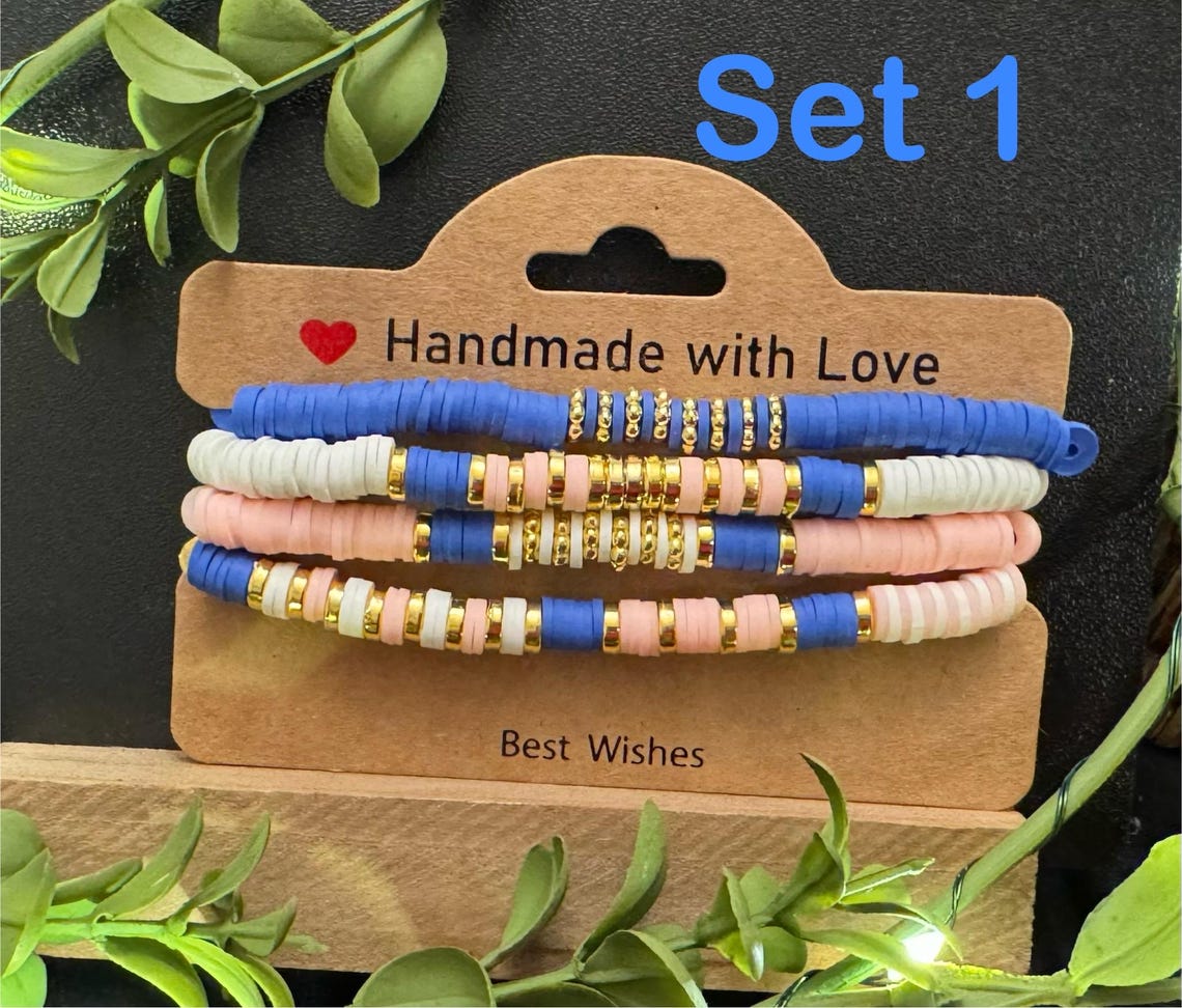Fashion Heishi Bracelet Stack Set | Heishi Bracelet | Beaded Bracelet ...
