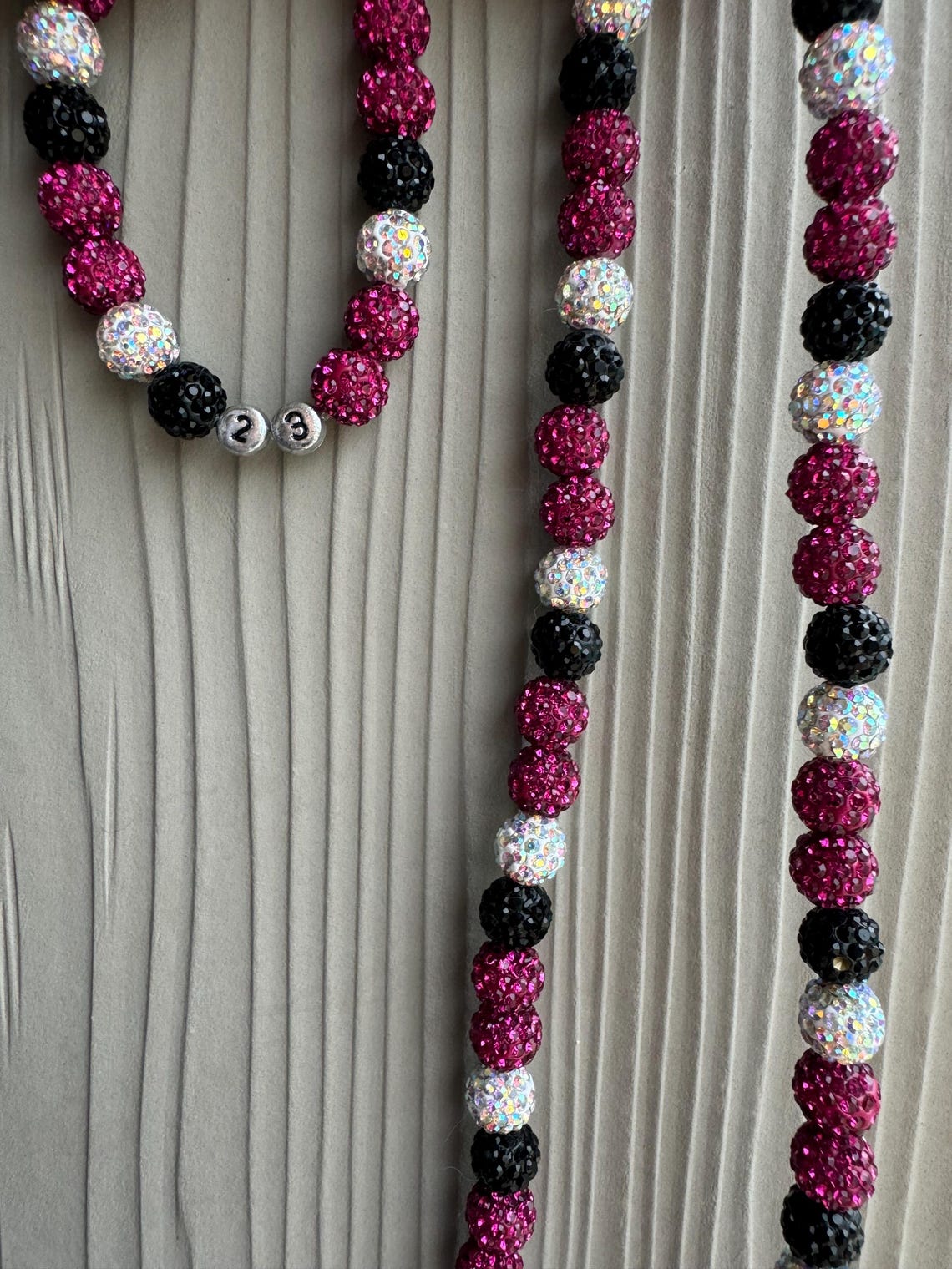 Fuschia, Crystal, Black - Custom Sparkle Beaded Rhinestone Necklace MLB ...